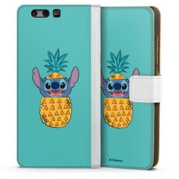 DeinDesign Handyhülle Disney Lilo & Stitch Ananas Stitch Pineapple, Huawei P10 Hülle Handy Flip Case Wallet Cover Handytasche Leder, weiß