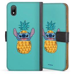 DeinDesign Handyhülle Disney Lilo & Stitch Ananas Stitch Pineapple, Huawei Y5 (2019) Hülle Handy Flip Case Wallet Cover Handytasche Leder, schwarz