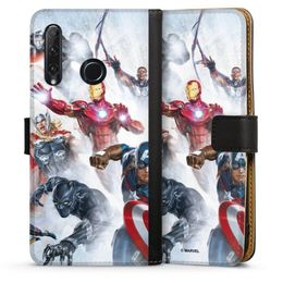 DeinDesign Handyhülle Marvel The Avengers Offizielles Lizenzprodukt Avengers Jumping at You, Huawei Honor 20 Lite Hülle Handy Flip Case Wallet Cover