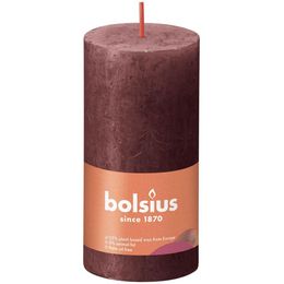bolsius Stumpenkerze Rustik Stumpenkerze samtrot, Höhe: 10 cm