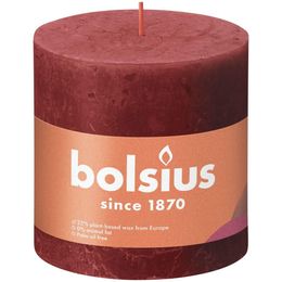 bolsius Stumpenkerze Rustik Stumpenkerze zartes rot, Höhe: 10