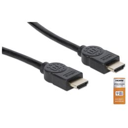 Manhattan HDMI Anschlusskabel HDMI-A Stecker, HDMI-A Stecker 1.00 m Sc HDMI-Kabel, (1.00 cm), schwarz