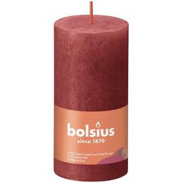 bolsius Stumpenkerze Rustik Stumpenkerze zartes rot, Höhe: 10