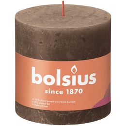 bolsius Stumpenkerze Rustik Stumpenkerze wildleder braun, Höhe: