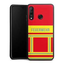 DeinDesign Handyhülle Feuerwehr Feuerwehrmann Lebensretter Red Feuerwehr Jacket, Huawei P30 Lite Premium Silikon Hülle Premium Case Handy Schutzhülle