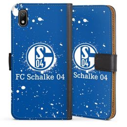 DeinDesign Handyhülle Schalke 04 - Spraylogo, Huawei Y5 (2019) Hülle Handy Flip Case Wallet Cover Handytasche Leder, schwarz