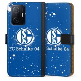 DeinDesign Handyhülle Schalke 04 - Spraylogo, Xiaomi 11T Pro 5G Hülle Handy Flip Case Wallet Cover Handytasche Leder, schwarz