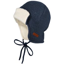 MaxiMo - Fleece-Mütze BABY PARKA zum Binden in navy meliert, Gr.45