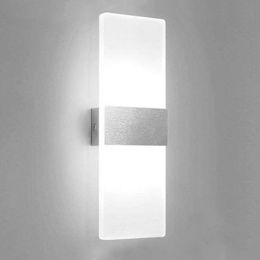 Tolletour - led Wandleuchte Innen/Außen Wandleuchten Modern Wandlampe Wandbeleuchtung Treppenhaus Flur Kaltweiß 6W - Weiß