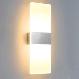 Tolletour - led Wandleuchte Innen/Außen Wandleuchten Modern Wandlampe Wandbeleuchtung Treppenhaus Flur Warmweiß 12W - Weiß