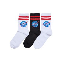 Freizeitsocken MisterTee "Accessoires NASA Insignia Socks Kids 3-Pack" Gr. 27-30, schwarz-weiß (white, black) Kinder Socken Multipacks