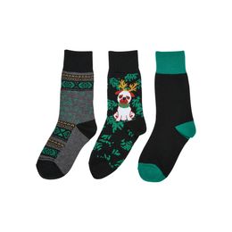 Freizeitsocken Urban Classics "Accessoires Christmas Dog Socks Kids 3-Pack" Gr. 27-30, bunt (multicolor) Kinder Socken Multipacks