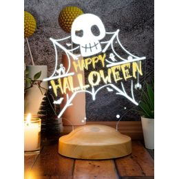 Geschenkelampe LED Nachttischlampe Happy Halloween Lampe mit 3D Vision LED Nachtlicht
