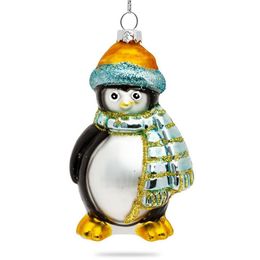 SIKORA Christbaumschmuck BS353 Pinguin Glas Figur Weihnachtsbaum Anhänger