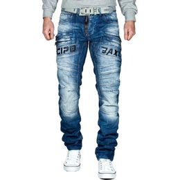 Cipo & Baxx Cipo & Baxx Regular-fit-Jeans BA-CD491 Freizeithose mit sichtbaren Zippern mit diversen Zippern und Schriftzug