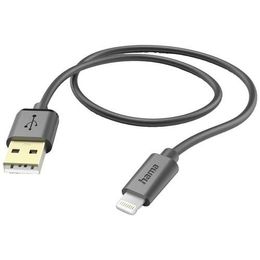 Hama USB-Ladekabel USB 2.0 Apple Lightning Stecker, USB-A Stecker 1.50 m Schwarz 00201580