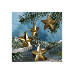 MARELIDA Christbaumschmuck Weihnachtsbaumschmuck Sterne bruchfest glänzend glitzernd gold 6St.