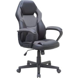 ByLiving - Chefsessel Matteo / Gaming-Chair bis 110 kg belastbar /Kunststoff & Kunstleder schwarz /Armlehnen gepolstert /Applikation Mesh