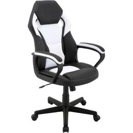 ByLiving - Chefsessel Matteo / Gaming-Chair bis 110 kg belastbar /Kunststoff & Kunstleder schwarz /Armlehnen gepolstert /Applikation Mesh