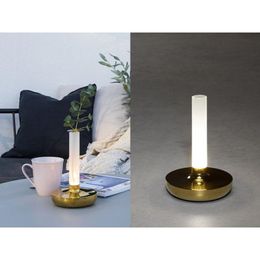 Konstsmide LED Außentischleuchte und Blumenvase BIARRITZ mit Akkubetrieb, Gold Höhe 20cm