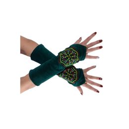 Kunst und Magie Armstulpen Samt Stulpen Armstulpen Handwärmer "Mandala Muster" Handschuhe Boho