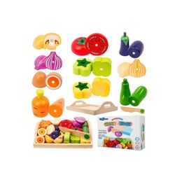 miniHeld Lernspielzeug Kinderküche Zubehör Gemüse aus Holz zum Schneiden mini Koch Spielzeug