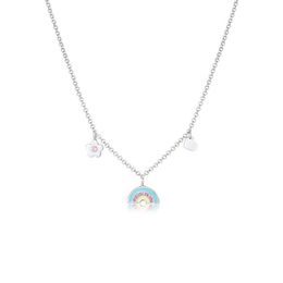 Elli Kette mit Anhänger Kinder Regenbogen Herz Blume Kristalle 925 Silber