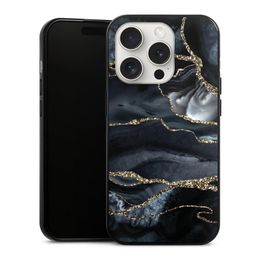 DeinDesign iPhone 15 Pro Handy Slim Case extra d&uuml;nn Silikon Handyh&uuml;lle schwarz H&uuml;lle Marble Trends Glitzer Silikon Slim Case