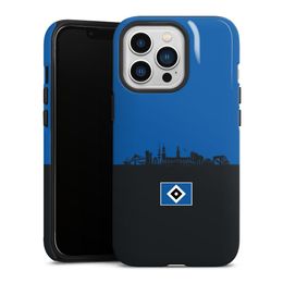 DeinDesign iPhone 13 Pro Handy Panzer Handyh&uuml;lle robuste Outdoor H&uuml;lle Schutzh&uuml;lle gl&auml;nzend Hsv Skyline Hamburg Tough Case