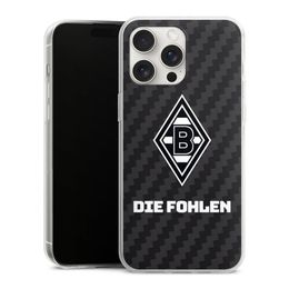 DeinDesign iPhone 15 Pro Max Handy Silikon H&uuml;lle Case transparent Handyh&uuml;lle Borussia M&ouml;nchengladbach Carbon Gladbach Silikon Case