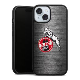 DeinDesign iPhone 15 Handy Gallery Case Handyh&uuml;lle 9H Geh&auml;rtetes Glas R&uuml;ckseite H&uuml;lle Official Licensed Product Metallic Look 1. Fc K&ouml;ln Gallery Case
