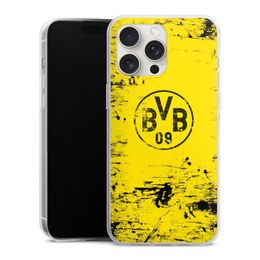 DeinDesign iPhone 15 Pro Max Handy Silikon H&uuml;lle Case transparent Handyh&uuml;lle Bvb Official Licensed Product Borussia Dortmund Silikon Case