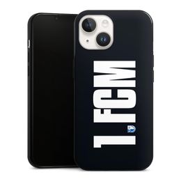DeinDesign iPhone 14 Handy Slim Case extra d&uuml;nn Silikon Handyh&uuml;lle schwarz H&uuml;lle 1. Fcm 1. Fc Magdeburg Official Licensed Product Silikon Slim Case