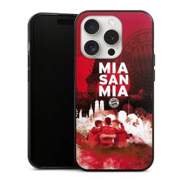 DeinDesign iPhone 15 Pro Handy Slim Case extra d&uuml;nn Silikon Handyh&uuml;lle schwarz H&uuml;lle Mia San Mia Fcb Fc Bayern M&uuml;nchen Silikon Slim Case