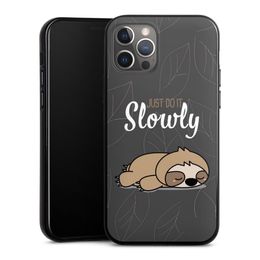 DeinDesign iPhone 12 Pro Handy Silikon H&uuml;lle Case schwarz Handyh&uuml;lle Sloth Lazy Sunday Sayings