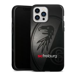 DeinDesign iPhone 13 Pro Max Handy Panzer Handyh&uuml;lle robuste Outdoor H&uuml;lle Schutzh&uuml;lle gl&auml;nzend Official Licensed Product Sc Freiburg Metallic Look Tough Case