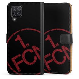 DeinDesign Galaxy A12 Handy Klapph&uuml;lle Handyh&uuml;lle aus Kunst Leder schwarz Flip Case 1. Fcn Merchandise Texture Sideflip mit langer Lasche