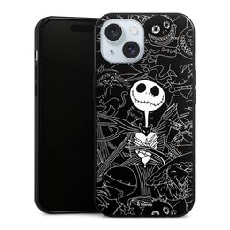 DeinDesign iPhone 15 Handy Slim Case extra d&uuml;nn Silikon Handyh&uuml;lle schwarz H&uuml;lle Disney Nightmare Before Christmas Halloween Silikon Slim Case