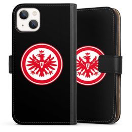 DeinDesign iPhone 13 Handy Klapph&uuml;lle Handyh&uuml;lle aus Kunst Leder schwarz Flip Case Sge Eintracht Frankfurt Eagle Sideflip mit Lasche