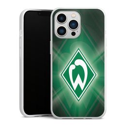 DeinDesign iPhone 13 Pro Handy Silikon H&uuml;lle Case wei&szlig; Handyh&uuml;lle Sv Werder Bremen Coat Of Arms Official Licensed Product Silikon Case