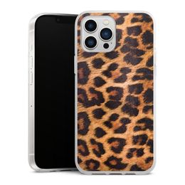 DeinDesign iPhone 13 Pro Max Handy Silikon H&uuml;lle Case transparent Handyh&uuml;lle Animal Print Leopard Fur Silikon Case