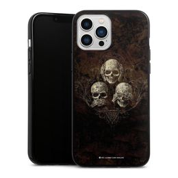DeinDesign iPhone 13 Pro Max Handy Silikon H&uuml;lle Case schwarz Handyh&uuml;lle Gothic Art Skulls