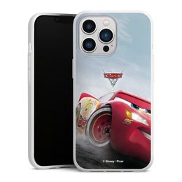 DeinDesign iPhone 13 Pro Handy Silikon H&uuml;lle Case wei&szlig; Handyh&uuml;lle Lightning Mcqueen 95 Official Licensed Product Cars Silikon Case