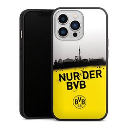 DeinDesign iPhone 13 Pro Handy Premium Silikon H&uuml;lle Handyh&uuml;lle schwarz Case Borussia Dortmund Statement Bvb Silikon Premium Case