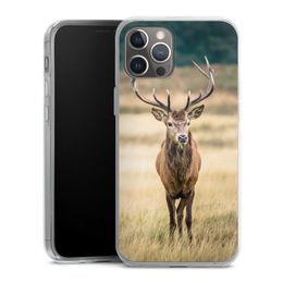 DeinDesign iPhone 12 Pro Max Handy Silikon H&uuml;lle Case transparent Handyh&uuml;lle Forrest Deer Meadow Silikon Case
