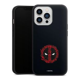 DeinDesign iPhone 13 Pro Handy Premium Silikon H&uuml;lle Handyh&uuml;lle schwarz Case Logo Marvel Deadpool Silikon Premium Case