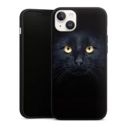DeinDesign iPhone 14 Handy Premium Silikon H&uuml;lle Handyh&uuml;lle schwarz Case Eye Cat Black Silikon Premium Case