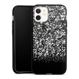 DeinDesign iPhone 12 mini Handy Silikon H&uuml;lle Case schwarz Handyh&uuml;lle Muster Snowflake Glitzer