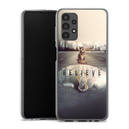 DeinDesign Galaxy A13 4G Handy Silikon Hülle Case transparent Handyhülle Tiger Motivation Animals Silikon Case