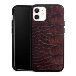 DeinDesign iPhone 12 mini Handy Silikon H&uuml;lle Case schwarz Handyh&uuml;lle Leather Crocodile Animal Print